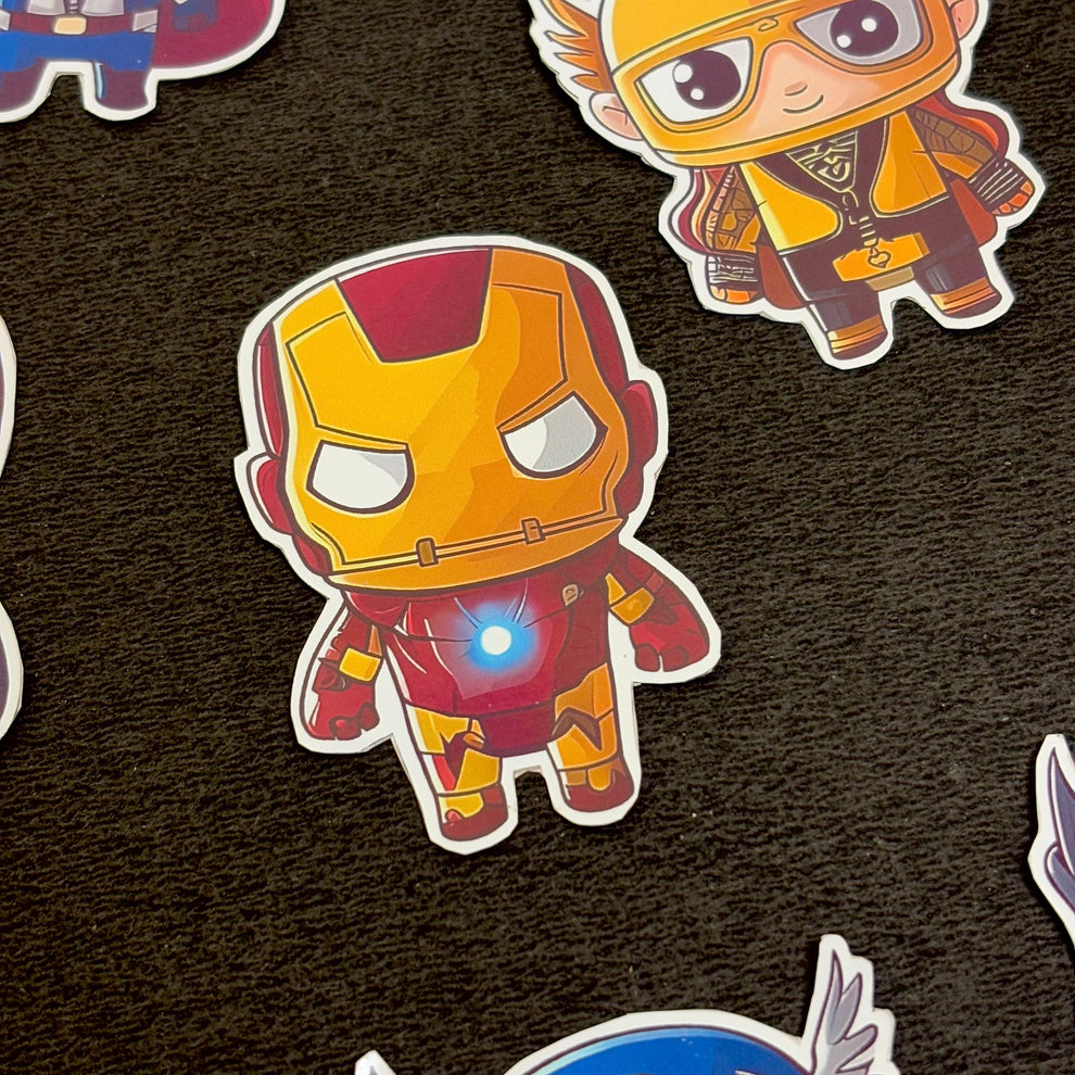 Set of 12 Avengers Stickers - Cartoon Style – Chill Machi